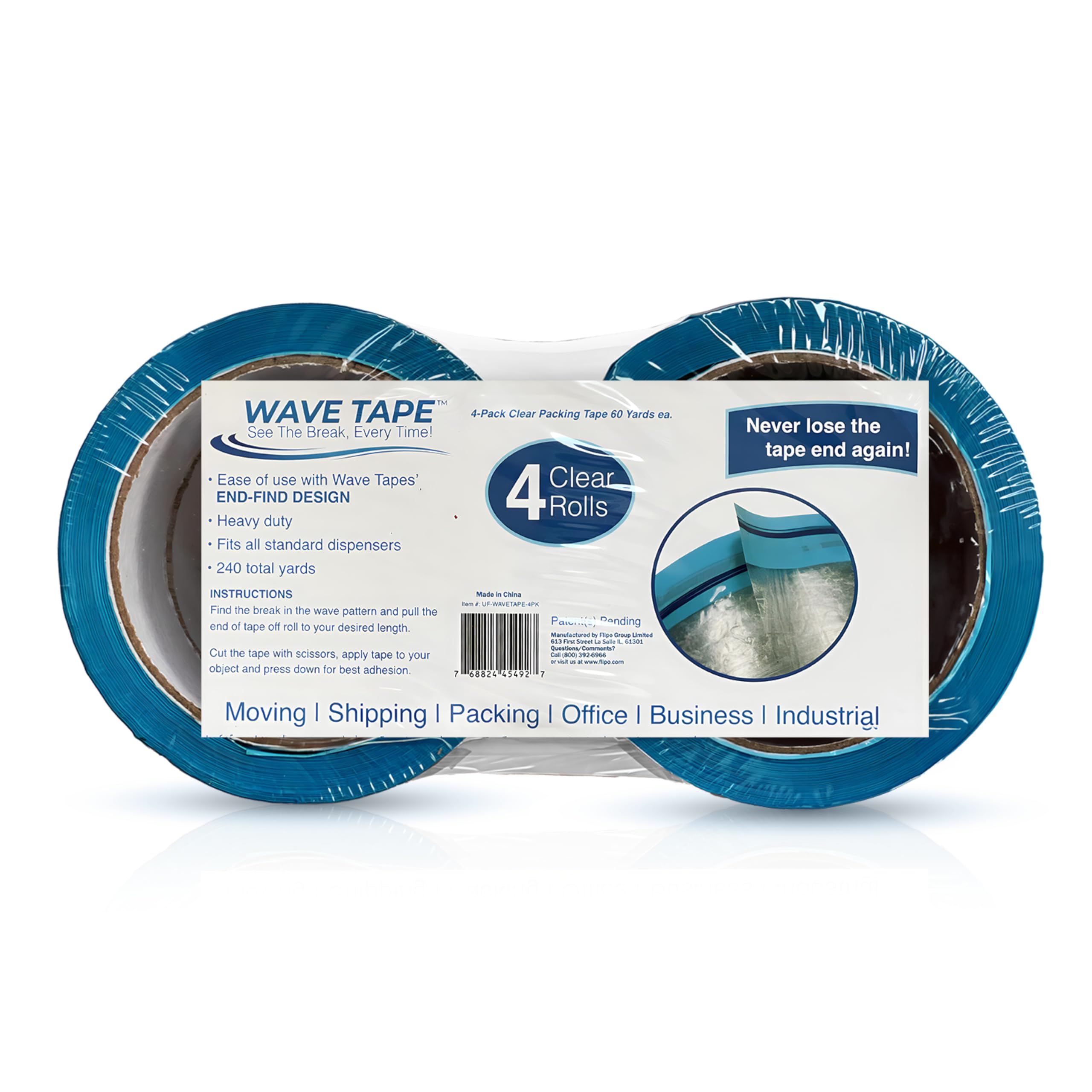 Wave Tape™ Easy End-Find Heavy Duty Clear Tape